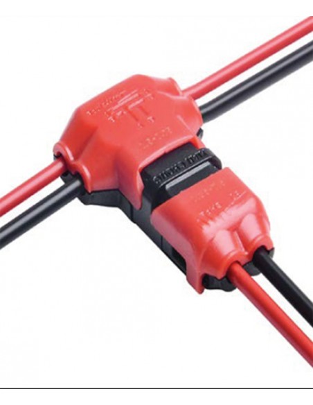 Non stripped quick wire joint - T shape - 300V - 9A - 2 pin quick connector