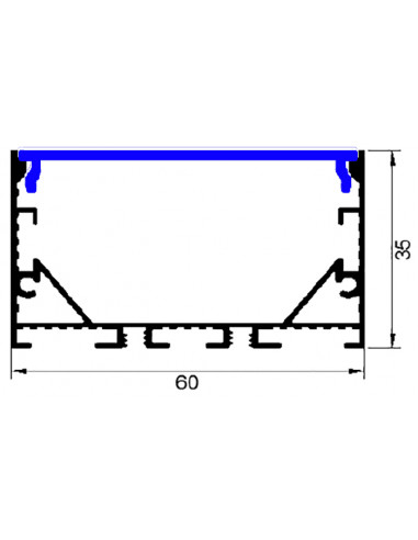 60MM WIDE LED Aluminium profile - with no flange - ALP-6035