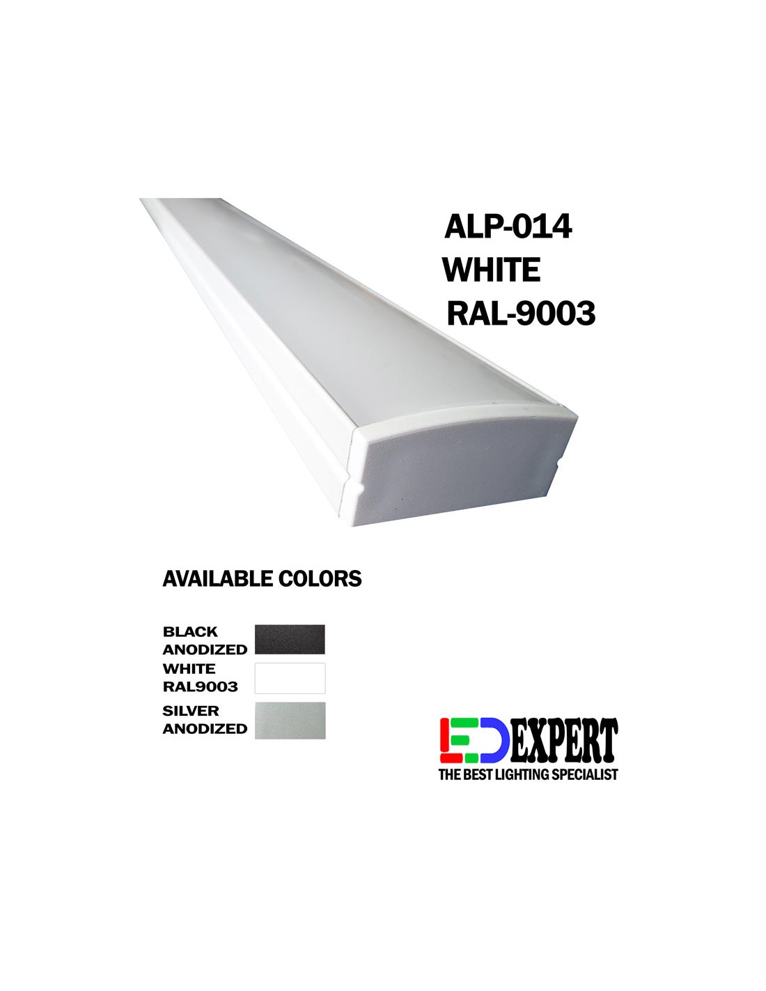 Alp-014 Double wide WHITE POWDER COATED LED Aluminium profile