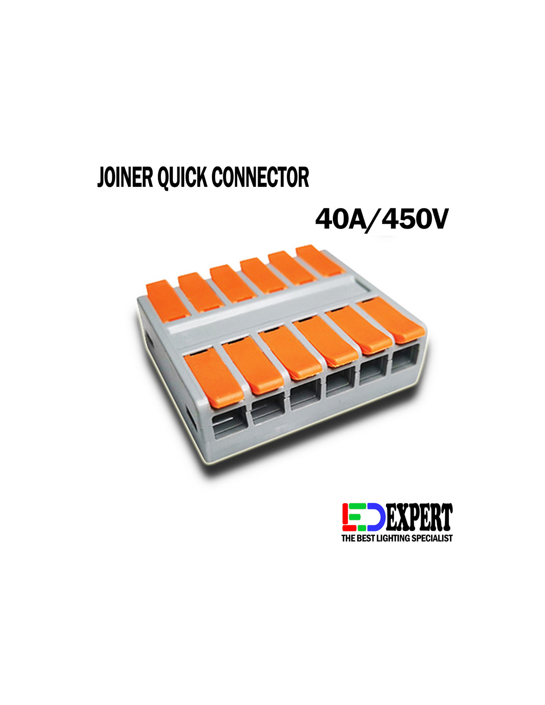 6 to 6 INLINE JOINER QUICK CONNECTOR - 450V - 40A - WAGO LIKE