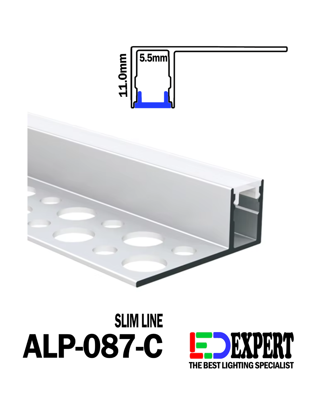 LED IN TILE SLIM - 2.0m Tile edge LED Aluminium bead - Alp-087-C
